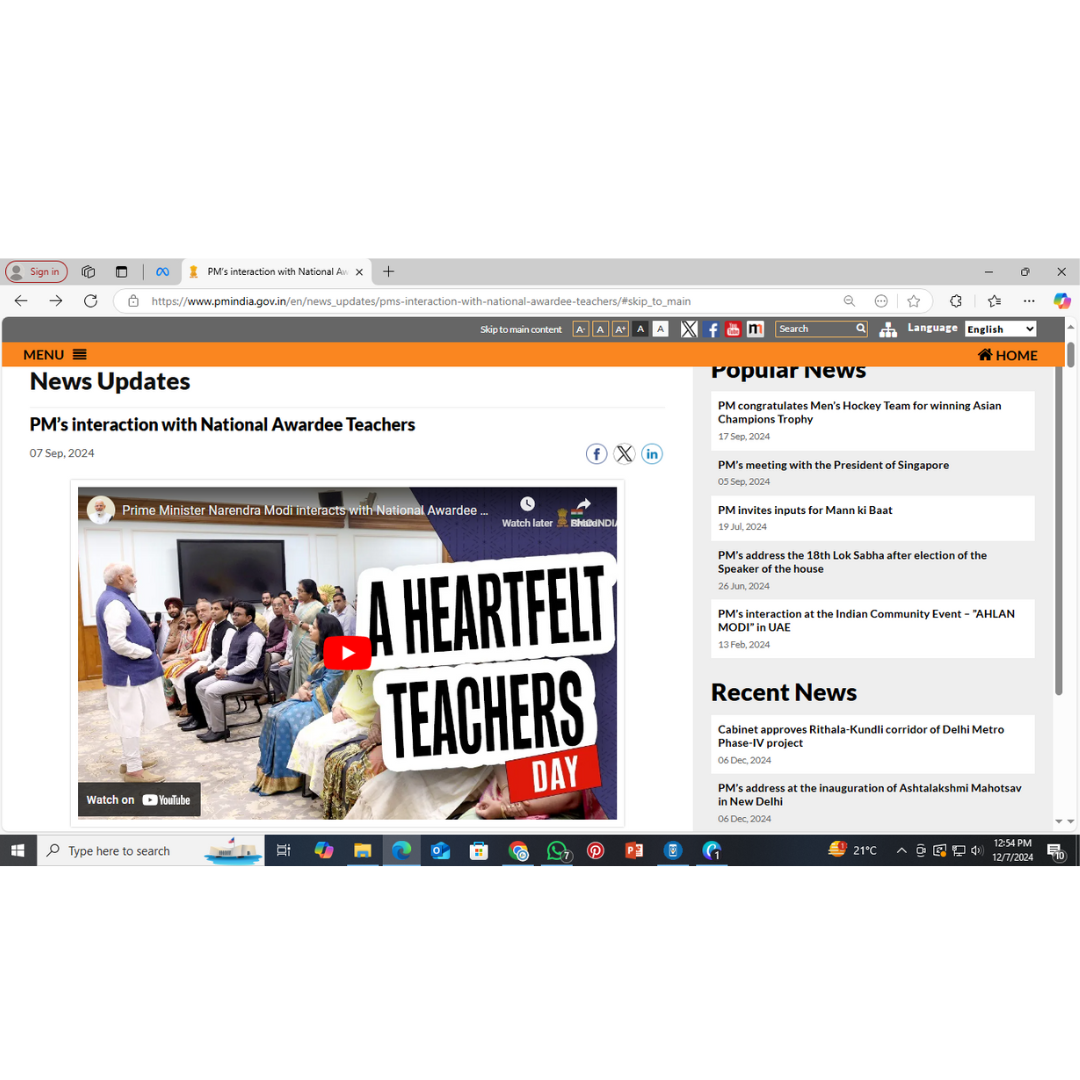 Hon’ble Prime Minister Shri Narendra Modi Ji , in a recent conversation ...